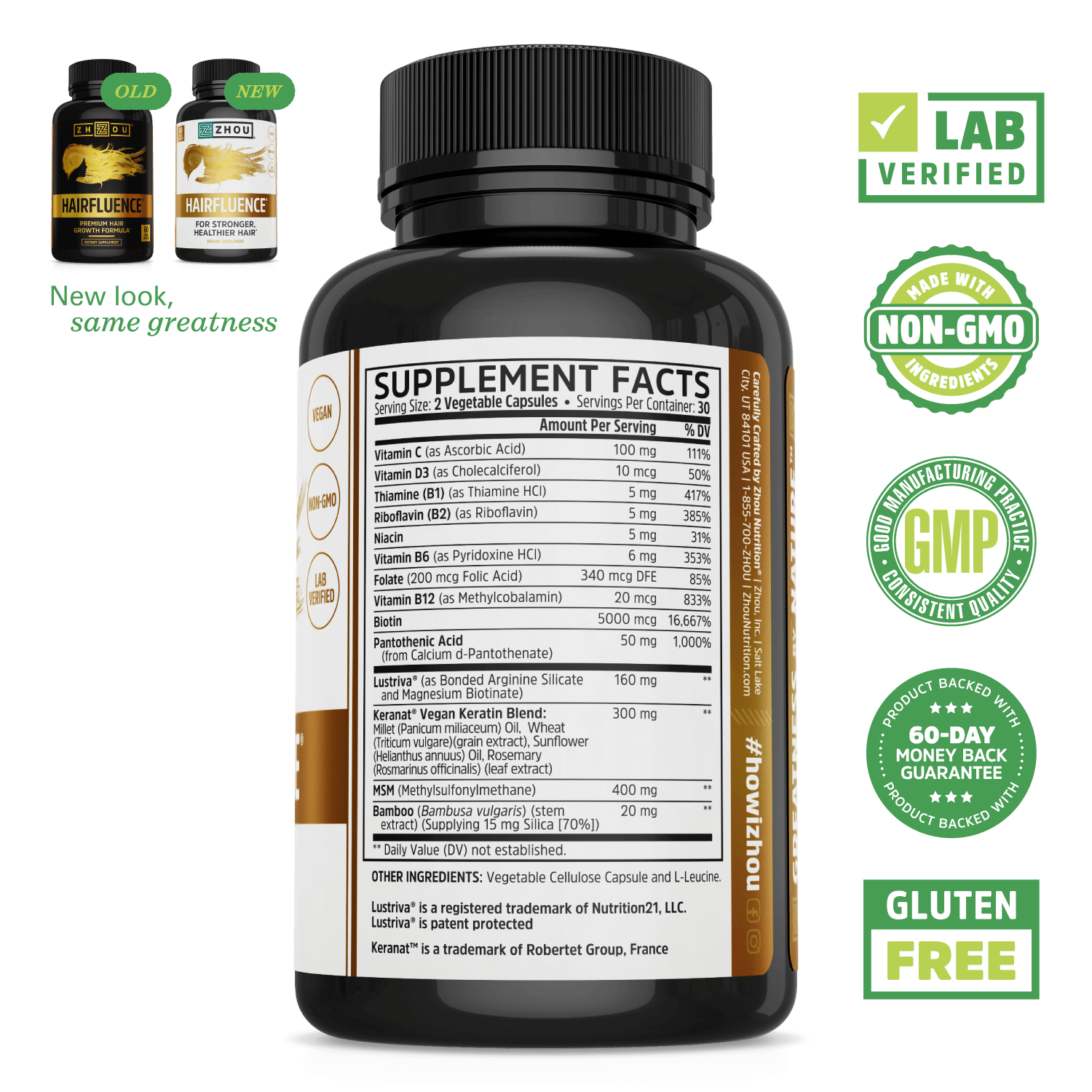 Hairfluence Hair Vitamin | Healthy Hair Growth Supplement – Zhou Nutrition